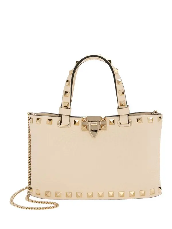 Valentino Garavani Mini Rockstud Top Handle Bag - Light Ivory
