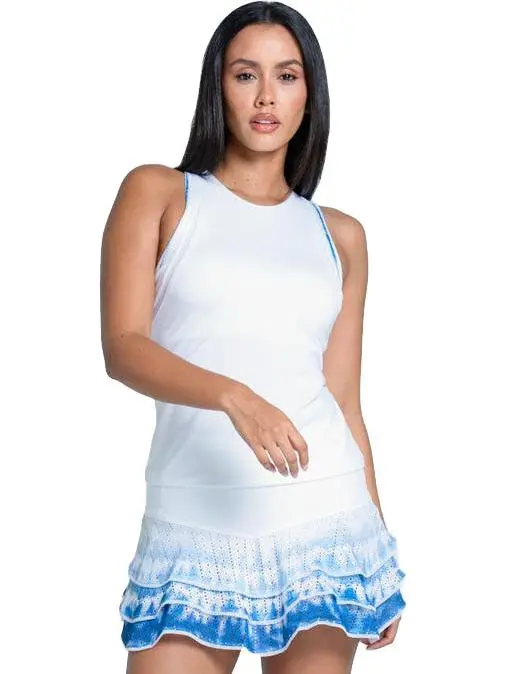 Lucky In Love Shibori Stripe Tank - White