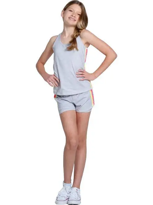 Lucky In Love Prisma Stripe Tank - Heather Grey