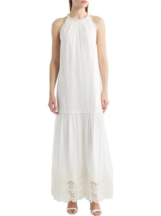 Kobi Halperin Teri Lace Trim Maxi Dress - Ivory