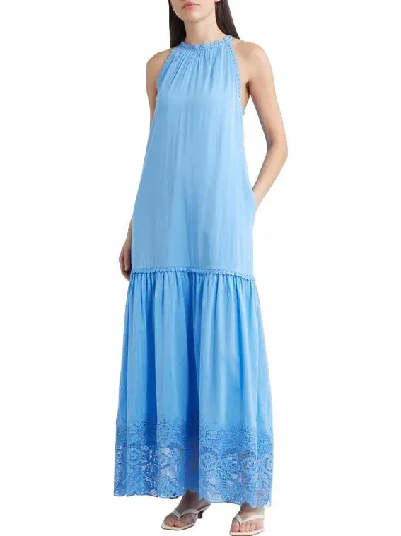 Kobi Halperin Teri Lace Trim Maxi Dress - Sky Blue