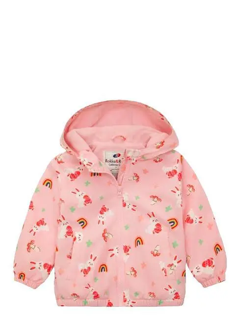 ROKKA&ROLLA Lightweight Fleece Lined Windbreaker - Pink Rabbit