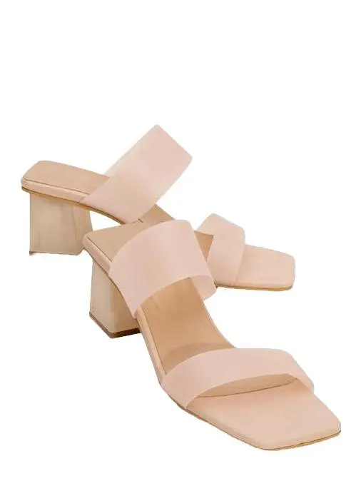 PROLOGUE SHOES Elara Transparent Strap Sandal - Beige Faux Leather