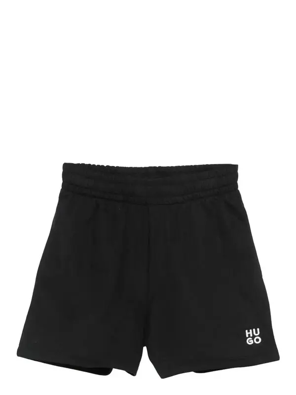 Hugo Logo-embroidered Cotton Shorts - Black