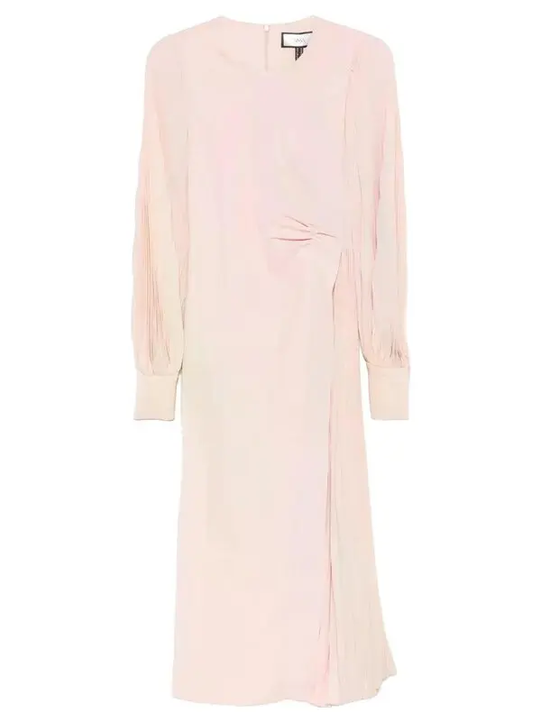 NISSA Pleat-detail Midi Dress - Pink