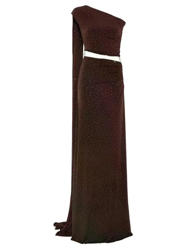 NISSA Rhinestone-embellished Gown - Brown