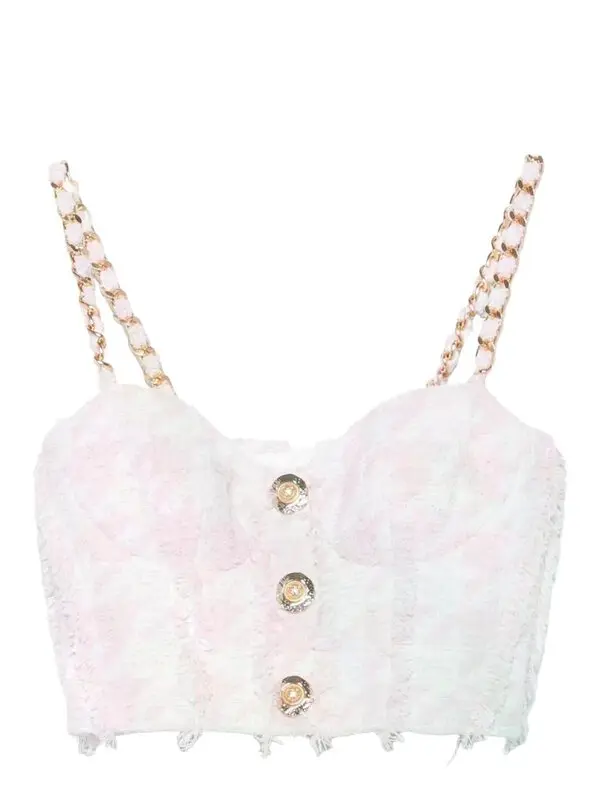 Balmain Tweed Bralette Top - Pink