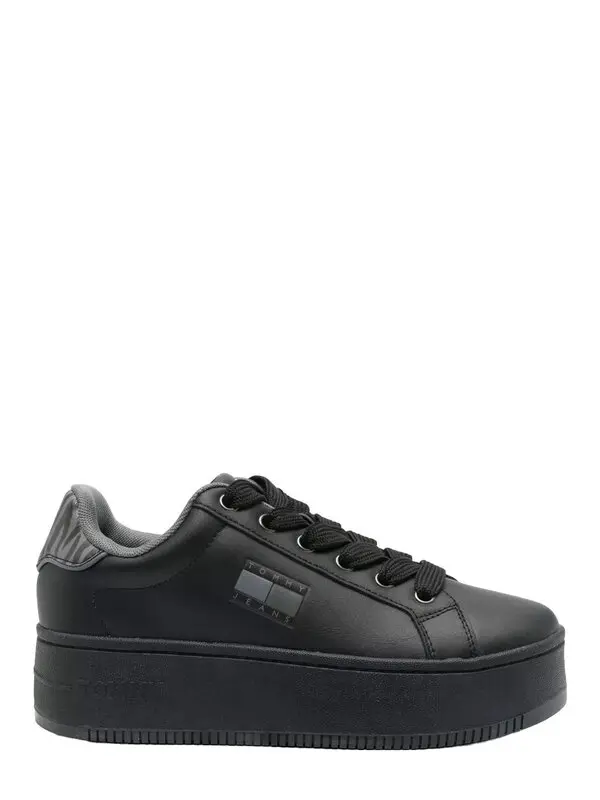 Tommy Hilfiger Flag-print Platform Sneakers - Black