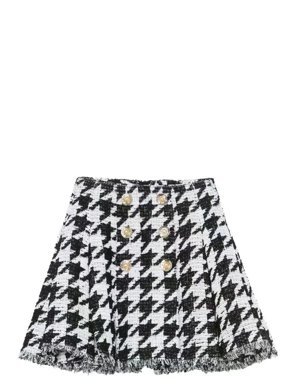 Balmain A-line Tweed Skirt - Black