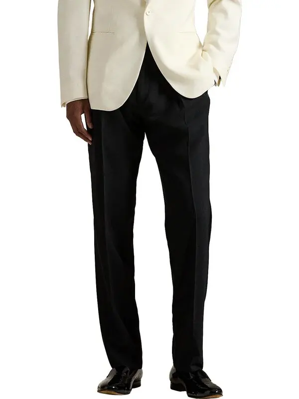 Ralph Lauren Wool Barathea Tuxedo Trouser - Black