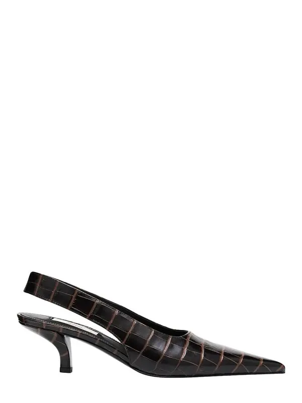 TOTEME Croco-embossed Leather Slingback Pumps - Dark Brown