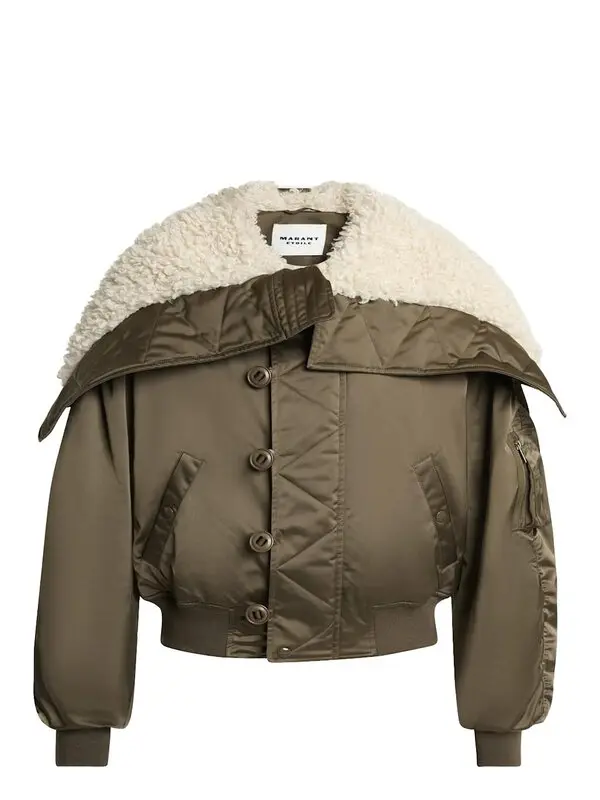 Isabel Marant Elisa Hooded Sateen Bomber Jacket - Khaki