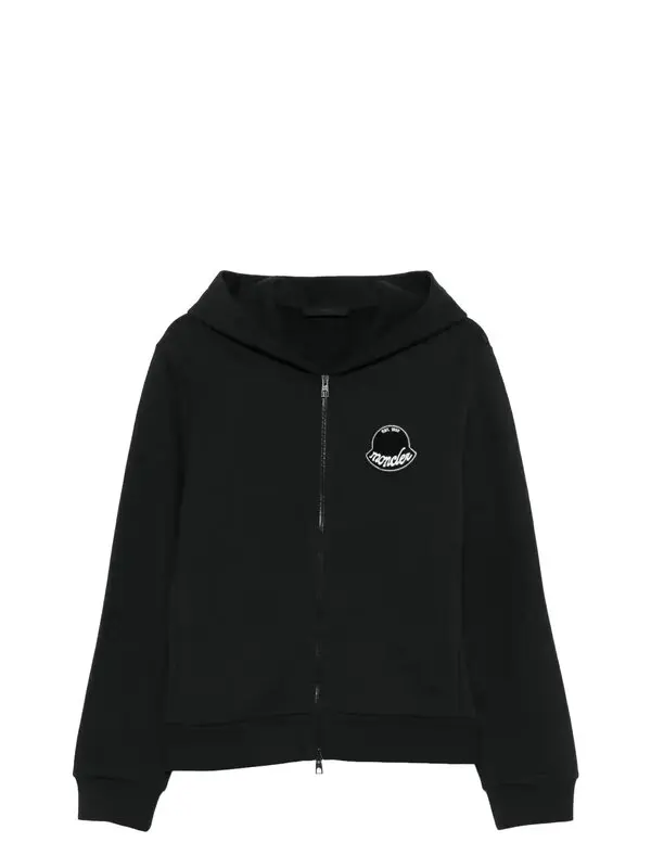 Moncler Logo-patch Zip-up Hoodie - 998 Charcoal