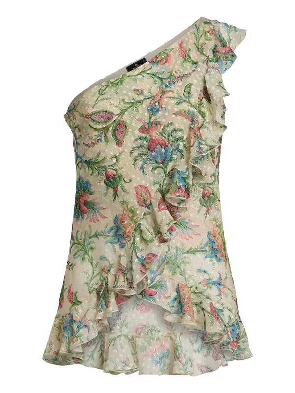 Etro Ruffled One-shoulder Top - Print