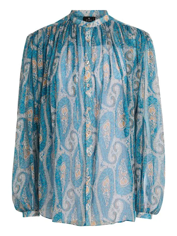 Etro Pleated Silk Shirt - Print