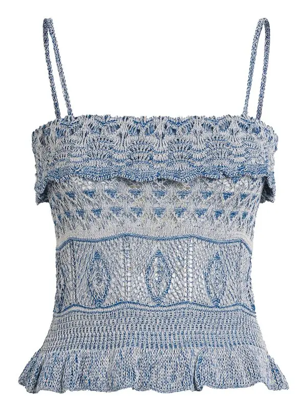 Etro Ruffled Knit Cropped Top - Multi