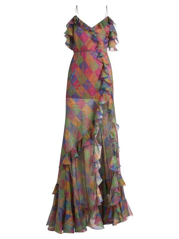 Etro Silk Off-the-shoulder Maxi Dress - Print