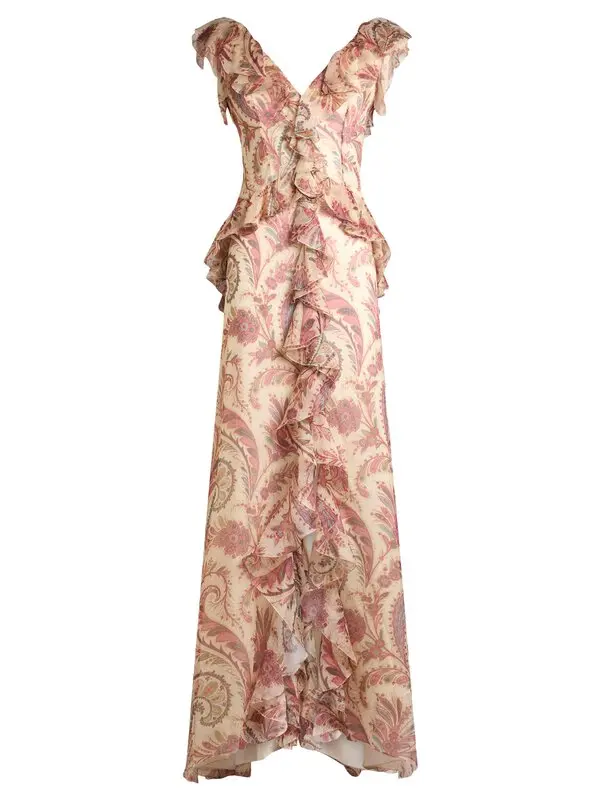 Etro Ruffled Silk Maxi Dress - Multi