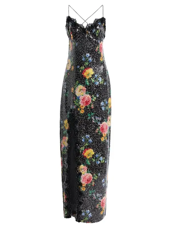 HAPPY ISLES Bellville Sassoon 90s Sequined Maxi Dress - Black
