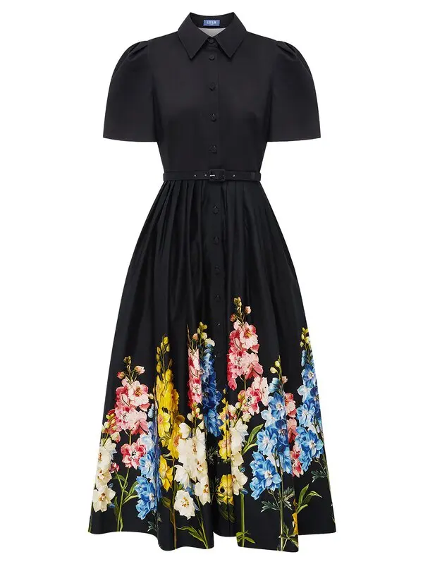 LEO LIN Bianca Cotton Midi Dress - Black