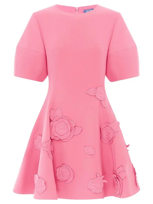 LEO LIN Simona Appliquéd Mini Dress - Pink