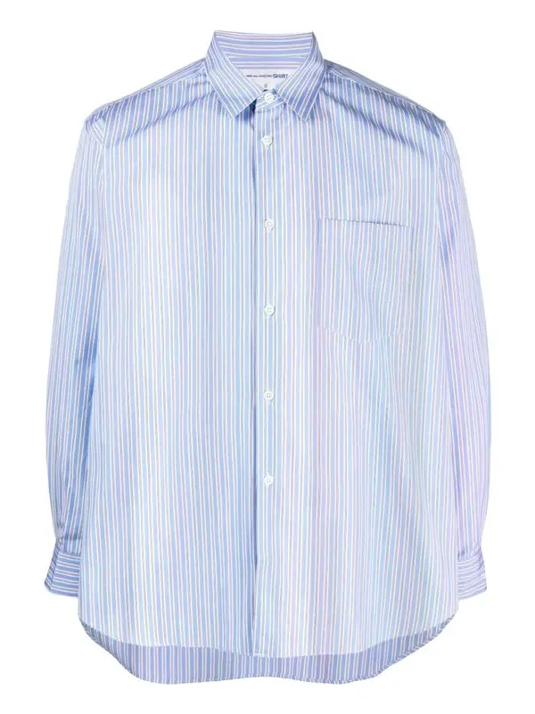 Comme Des Garçons Striped Long-sleeve Shirt - Blue