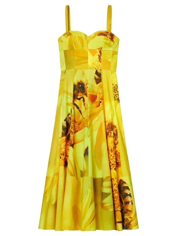 Tory Burch Floral Print Midi Dress - Yellow