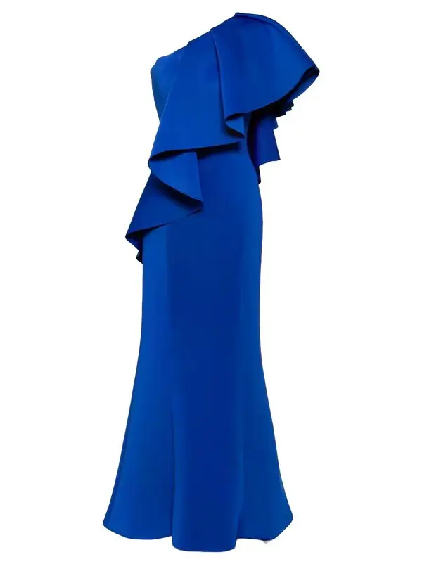 SAIID KOBEISY Ruffled Scuba Long Dress - Blue