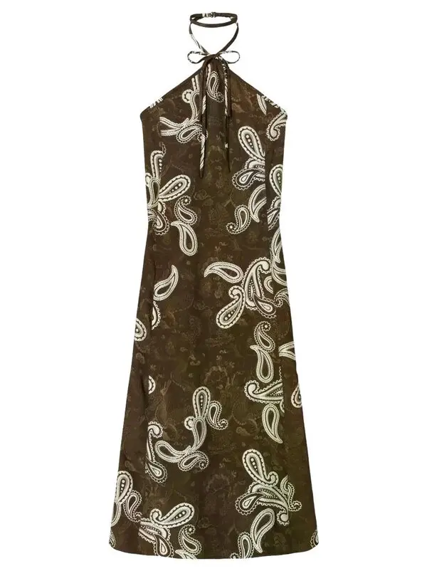 Tory Burch Paisley-print Halterneck Dress - Brown