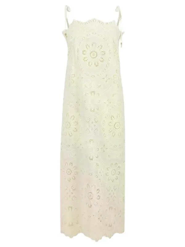 Zimmermann Floral-embroidered Dress - Neutrals