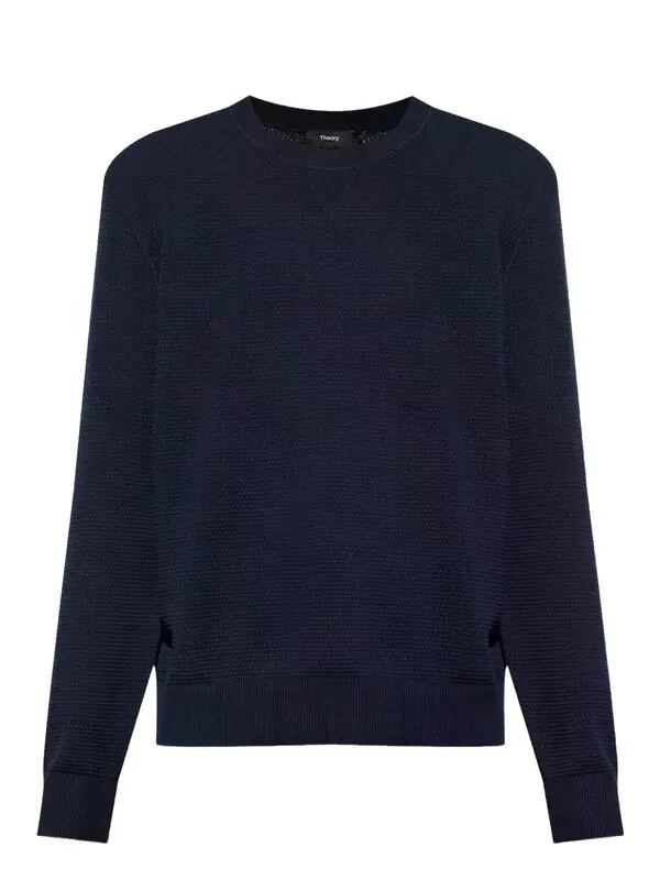 Theory Textured Crew-neck Jumper - Xhx Navy