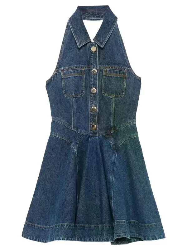 SELF-PORTRAIT Denim Mini Dress - Blue