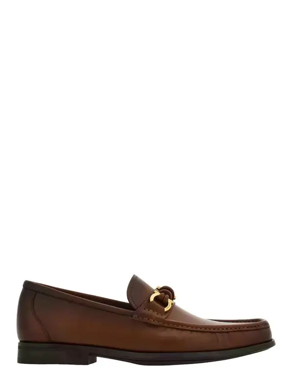 FERRAGAMO Gancini Leather Loafers - Brown