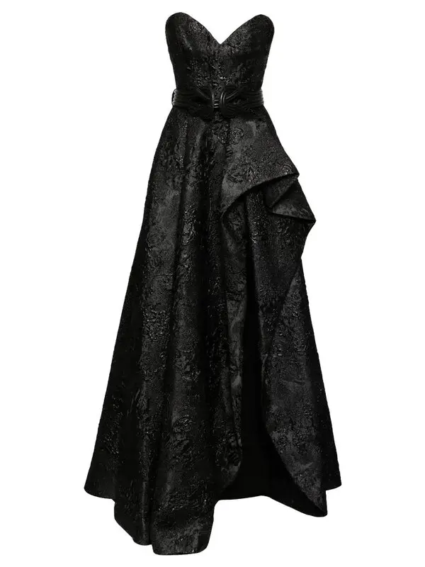 SAIID KOBEISY Brocade Long Dress - Black