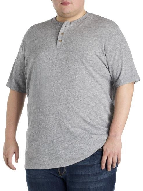 Lucky Brand Big & Tall Linen-blend Henley T-shirt - Blackened Pearl