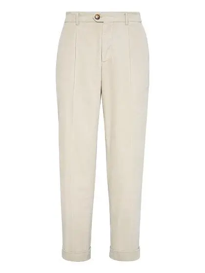 Brunello Cucinelli Garment-dyed Corduroy Trousers - Panama