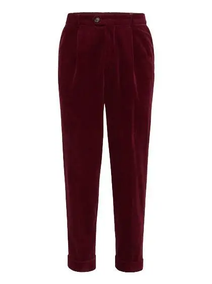Brunello Cucinelli Garment-dyed Corduroy Trousers - Purple-red