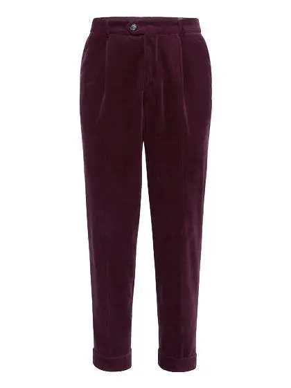 Brunello Cucinelli Garment-dyed Corduroy Trousers - Purple