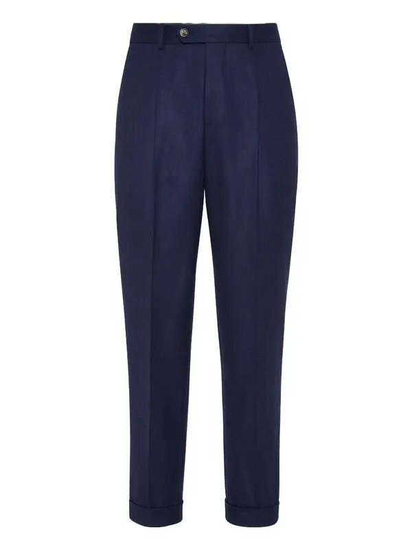 Brunello Cucinelli Leisure Fit Pleated Trousers - Marine Blue