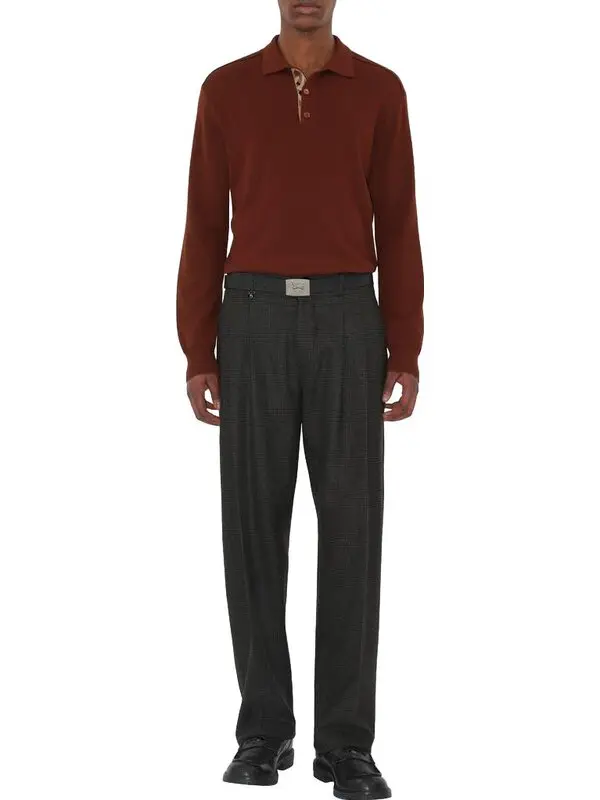 Burberry Long-sleeve Wool Polo Shirt - Box Red