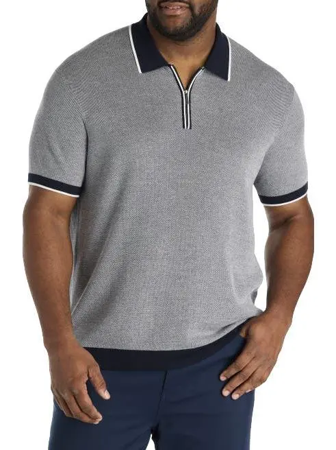 Perry Ellis Big & Tall Bi-color Stitched Sweater Polo - Dark Sapphire