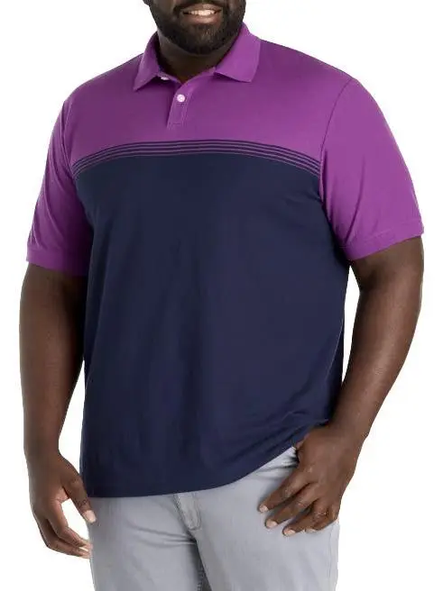 HARBOR BAY BY DXL Big & Tall Colorblocked Polo Shirt - Purple Multi
