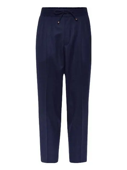 Brunello Cucinelli Virgin Wool Flannel Trousers - Marine Blue
