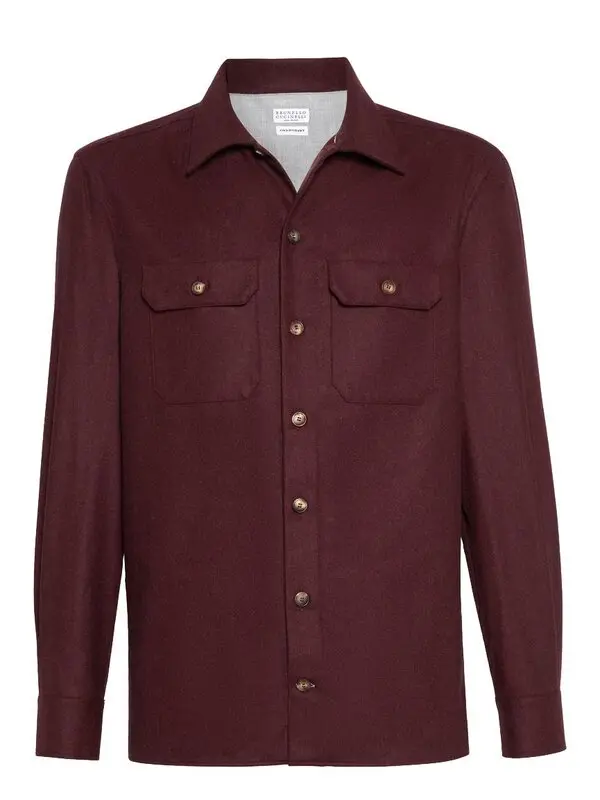Brunello Cucinelli Virgin Wool Flannel Overshirt - Amaranth