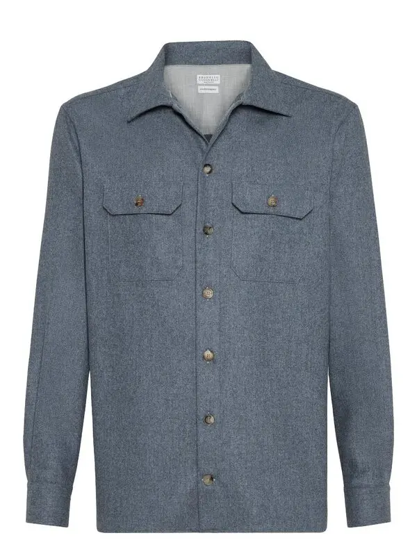 Brunello Cucinelli Virgin Wool Flannel Overshirt - Denim