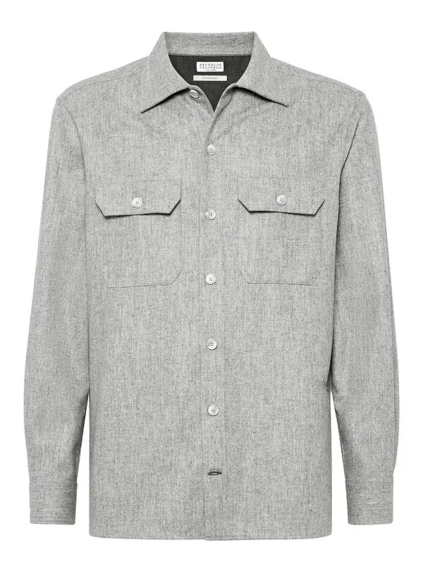 Brunello Cucinelli Virgin Wool Flannel Overshirt - Pearl Grey