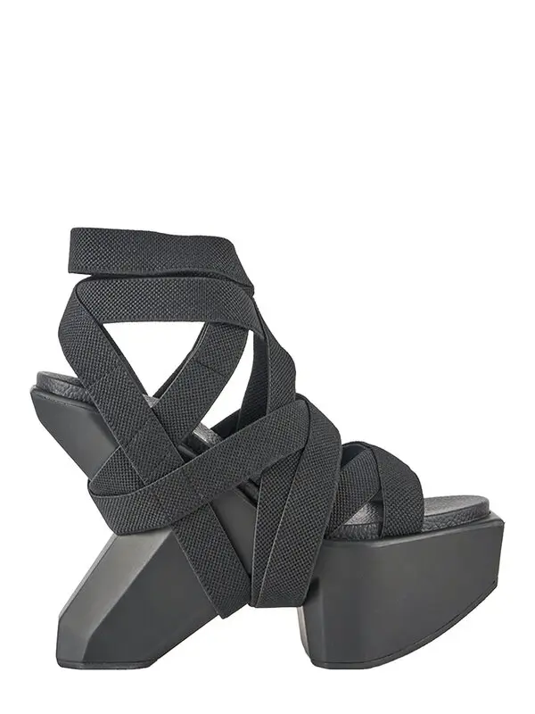 United Nude Boulder Bondage Platform Wedge Pumps - Black