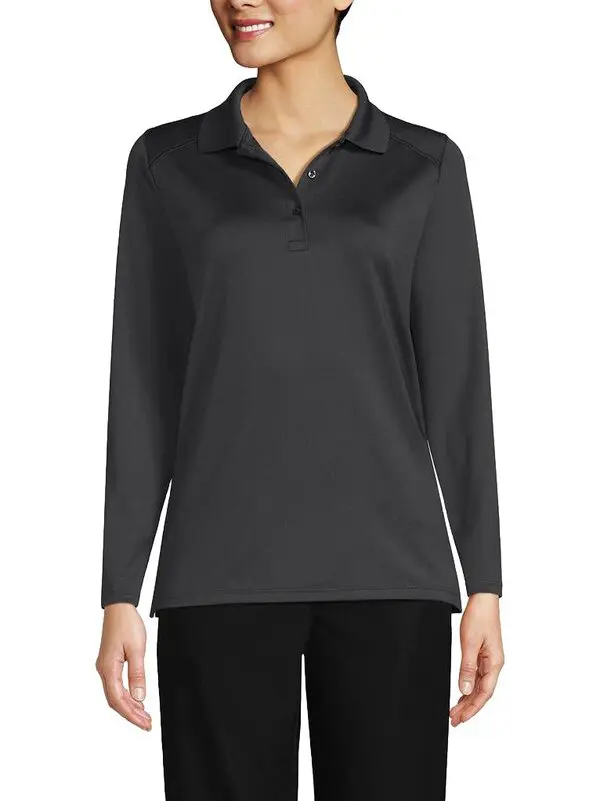 LANDS' END Long Sleeve Rapid Dry Polo - Soapstone