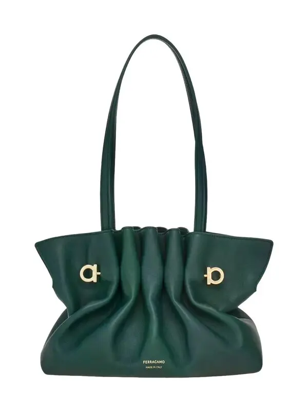 FERRAGAMO Ruched Shoulder Bag - Green