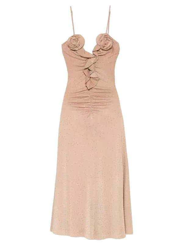 NISSA Rhinestone-embellished Midi Dress - Neutrals